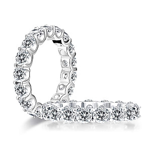 AINUOSHI Round Cut 4.0mm Full Eternity Bands Cubic Zirconia Wedding Band for Women Platinum Plated Sterling Silver Anniversary Ring (6.5)