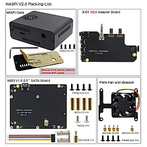 Geekworm NASPi V2.0 2.5 inch SATA HDD/SSD NAS Storage Kit + 20W 5V 4A Power Supply with Safe Shutdown Function for Raspberry Pi 4 Model B(Not Include Raspberry Pi 4)