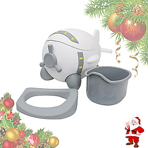 INTOP Airplane Kids Potty Training Toilet Seat for Girls and Boys Toddlers,Backrest Baby Toilet Training Seat with Brush & Potty Chair Liners, Splash Guard,Easy to Empty and Clean (White)