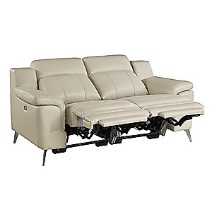 Lexicon Ezra Genuine Leather Power Reclining Loveseat, Beige