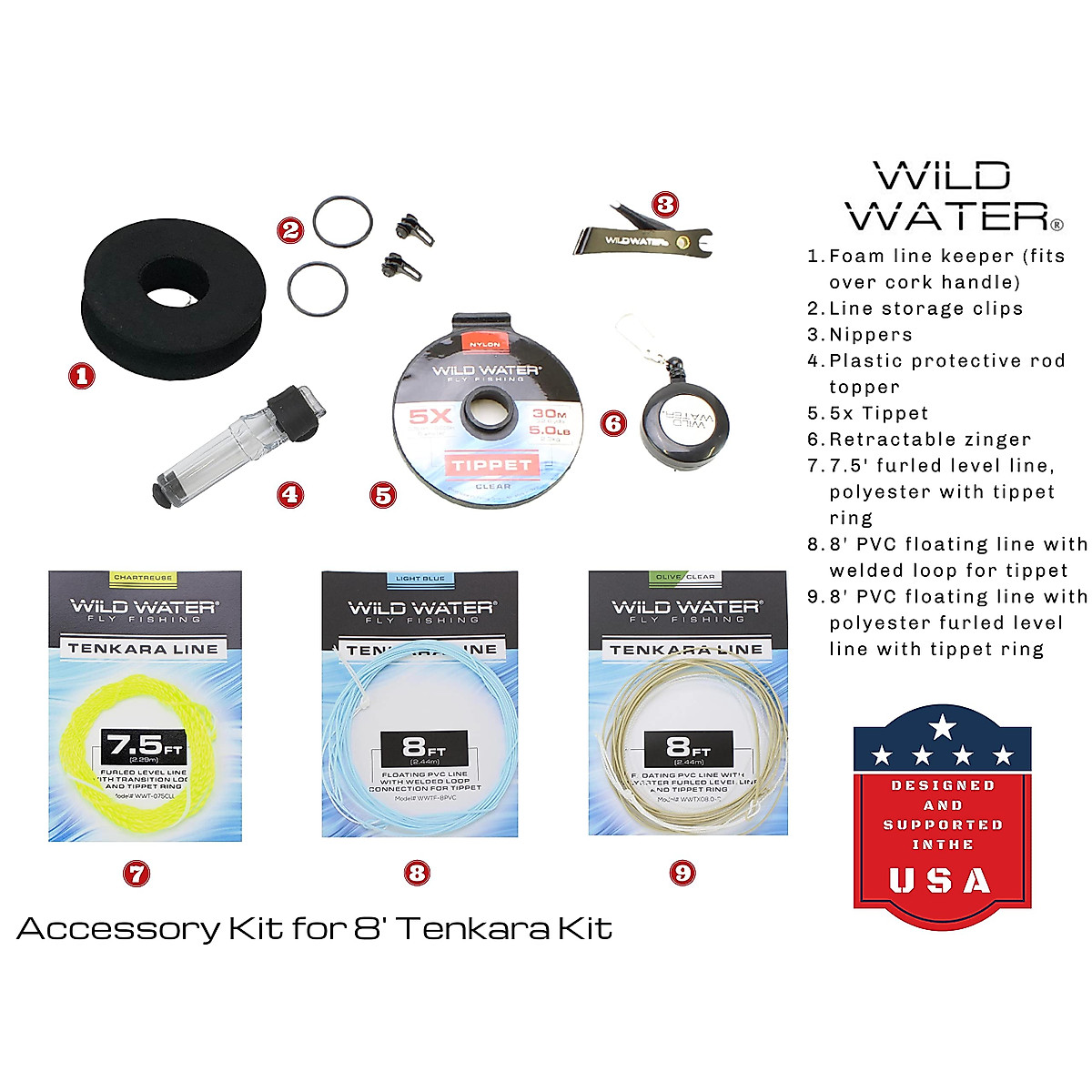 Wild Water Fly Fishing 8' Tenkara Fly Rod Complete Combo Starter Package with Flies