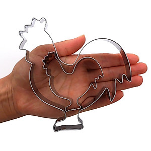 Rooster Farm Animal Cookie Cutter 2 Piece Set, Premium Food-Grade Stainless Steel, Dishwasher Safe (Rooster 2 Pc Set)