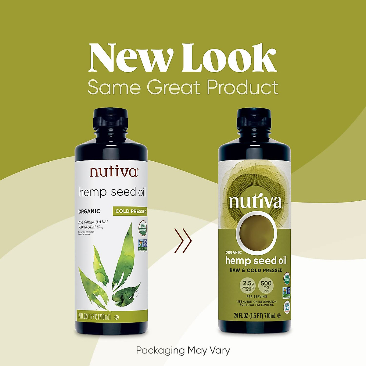 Nutiva Organic Cold-Pressed Unrefined Raw Hemp Seed Oil, 24 Ounce, USDA Organic, Non-GMO, Whole 30 Approved, Vegan, Gluten-Free & Keto, Rich In Omega 3 & 6 Fatty Acids