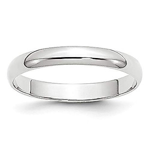 Ladies Solid 10K White Gold 3mm Traditional Fit Plain Wedding Band Ring Size 11