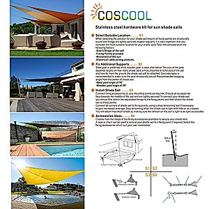 COSCOOL Shade Sail Hardware Kit for Sun Shade Sails Stainless Steel Installation Hardware Kit (6-inch Triangular)