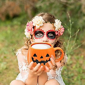 12 oz Halloween Pumpkin Mug Decorations, Happy Halloween Pattern Mug Ceramic Cute Pumpkin Coffee Cup Halloween Birthday Tabletop Drinkware Gifts for Adults Kids Women