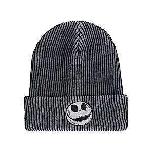 Disney The Nightmare Before Christmas Beanie Hat, Jack Skellington Glow in The Dark Winter Knit Cap with Cuff, Multi, One Size
