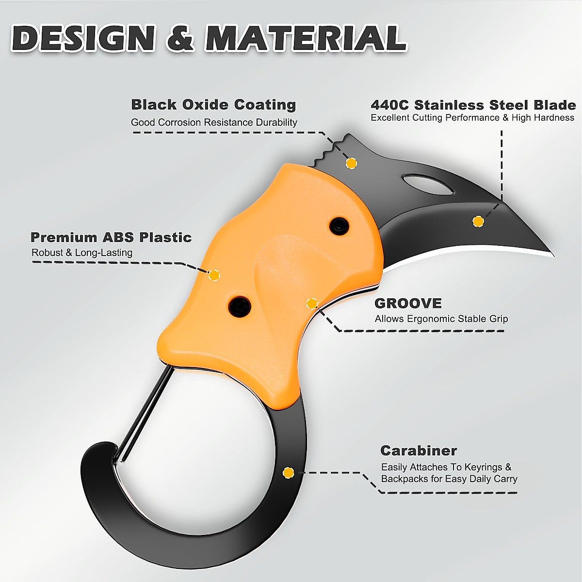 CIZPIROK Mini Pocket Knife Keychain Knife Cute Box Cutter - 3.9 Inch EDC Small Folding Knife, Stocking Stuffers Gifts for Men and Women (Light Orange)