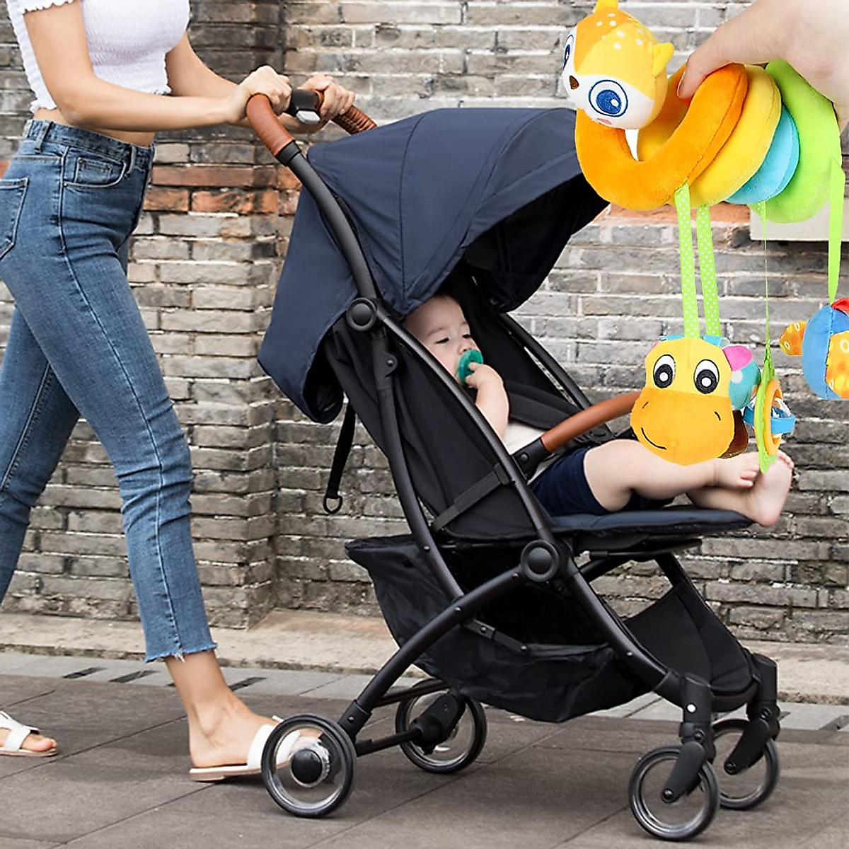 AIPINQI Spiral Activity Toy, Baby Car Seat Toys,Bed Stroller Toy Comfortable spiral car seat toy for infants colorful Hanging Toys for Car Seat