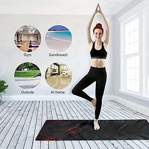 GOODOLD Black Dragon Eyes Yoga Mat, 71 x 26 Inch Non-slip Yoga Mats Folding Travel Exercise Mat Indoor Outdoor Gym Pilates with Storage Bag for Women Men