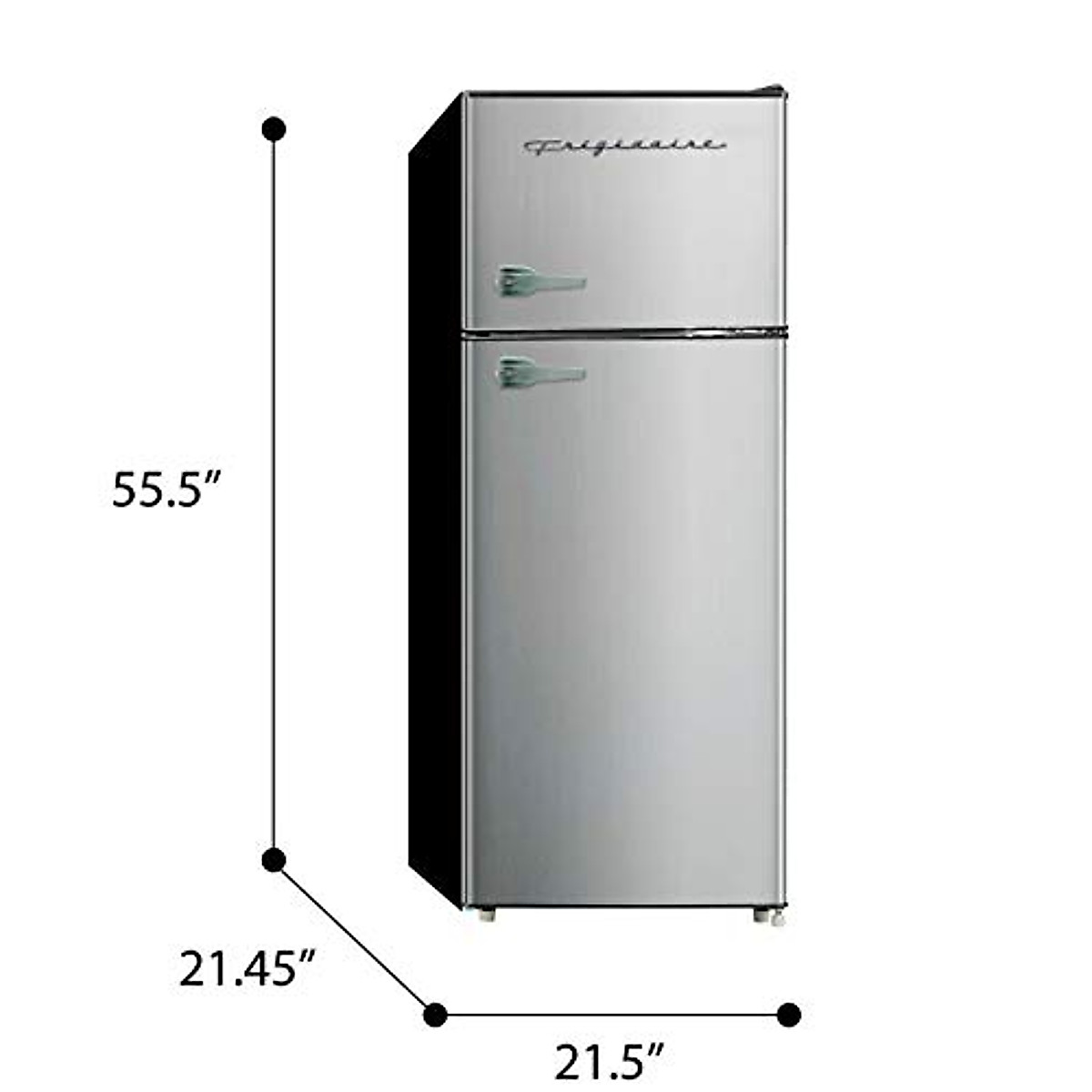 Frigidaire EFR751, 2 Door Apartment Size Refrigerator with Freezer, 7.2 cu ft, Platinum Series, Stainless Steel, 7.5 & Toshiba EM925A5A-SS Microwave Oven, 0.9 Cu. ft/900W, Stainless Steel