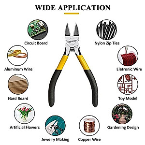 Wire Cutters, BOOSDEN 5 inch Flush Cutter, Dikes Wire Cutter for Crafting Electrical Jewelry Making, Precision Wire Cutter, Small Wire Cutter, Ultra Sharp Wire Clippers, Wire Snips