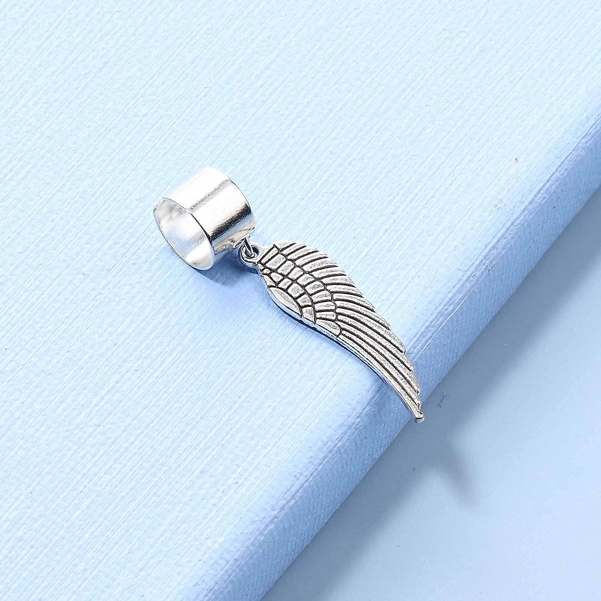 Yheakne Boho Angel Wing Cuff Earrings Silver Ring Cartilage Earrings with Dangle Wing Ear Cuffs Earrings Clip Wrap Earrings Helix Earrings Jewelry for Women and Girls