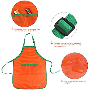 UEETEK Children Kids Waterproof Art Craft Smock Apron for DIY Painting Drawing with Sleevelet(Orange)
