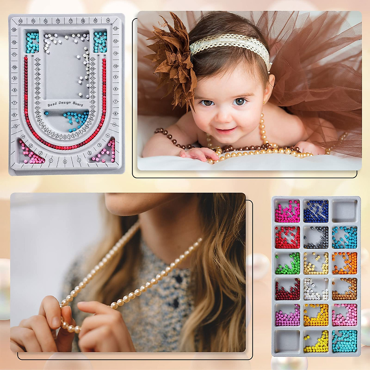 4 Pieces Bead Design Boards Mats Bracelet Design Board Flocked Bead Board Necklace Beading Jewelry Organizer Tray DIY Jewelry Making Tray Bead Tray for Jewelry Making