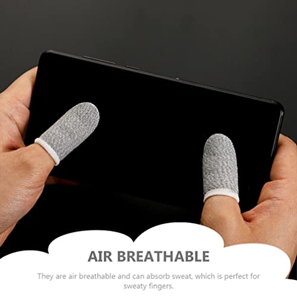 UKCOCO Gaming Finger Sleeves for Mobile Game- White Yellow Silver Fiber Game Sweat- Proof Finger Cot Mobile Controller Breathable Touchscreen, 6pcs