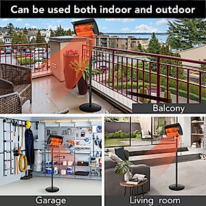 InfiniPower, Standing Patio Outdoor Heater for Balcony, Courtyard, With Overheat Protection, 750W/1500W, Large