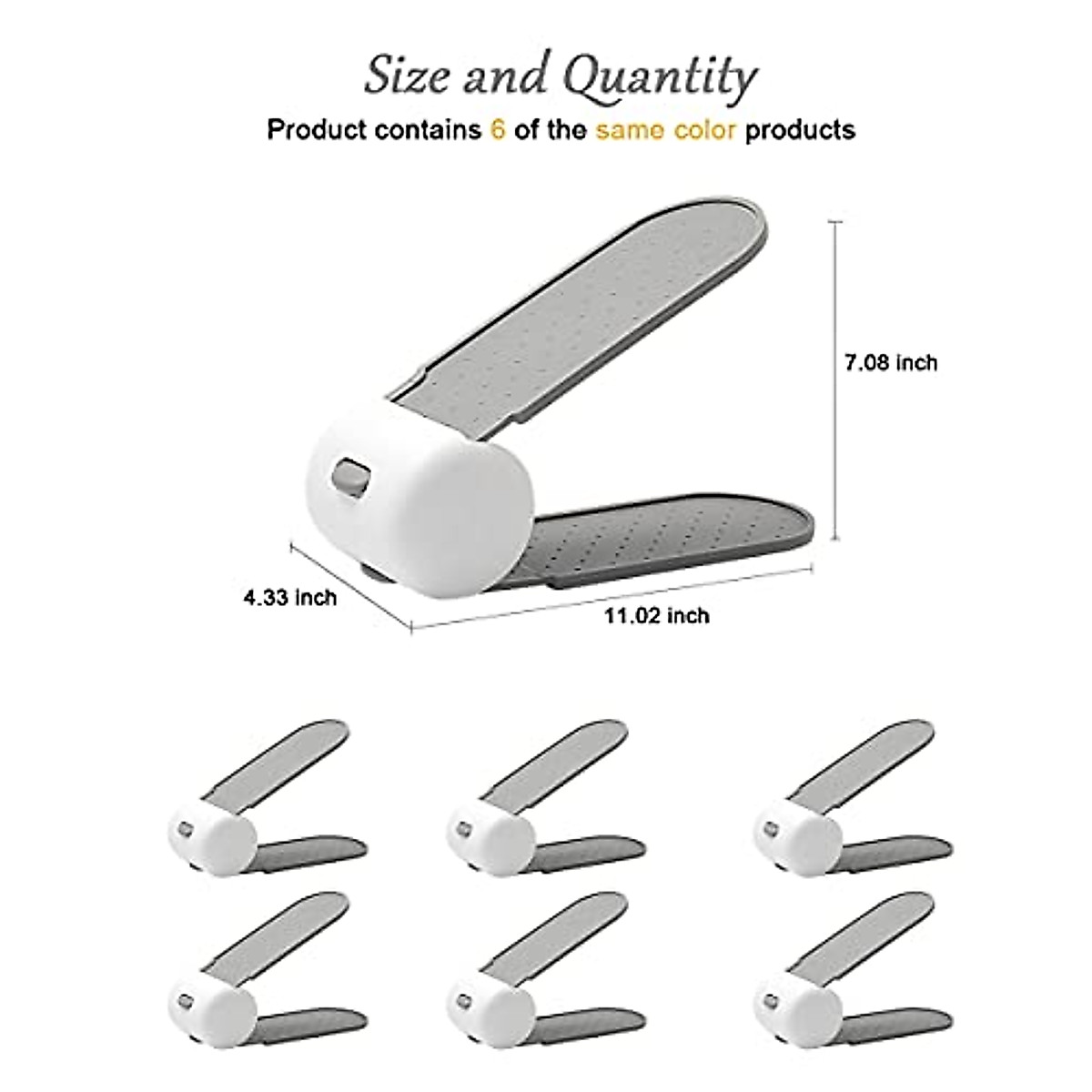MinYiKou Unique Shoe Slots Organizer，Adjustable Shoe Stacker Space Saver，Easy Shoe Organizer，Double Deck Shoe Rack Holder Space-Saving Storage Units for Shoe cabinet Organization (Gray)