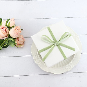 DINDOSAL Sage Green Velvet Ribbon 3/8 Inch Single Face Thin Velvet Ribbon for Gift Wrapping, Wedding, Christmas Decorations, Hair Bows, Choker, Cafts, Bouquet - 25 Yards