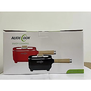 Audecook Hot Pot Electric 2L, Cermic Glaze Non-Stick Frying Pan 8 Inch, Portable Travel Cooker for Ramen/Steak/Fried Rice/Oatmeal/Soup, with Dual Power Control (Silicone Spatula Included)