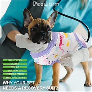 PetWarm Recovery Suit for Dogs, Dog Cat After Surgery Onesie for Male & Female Dogs, Post-Spay & Neuter, Weaning, Prevents Licking–Cotton Protect Dog Abdominal– Dog Cone & E-Collar Alternative,XS