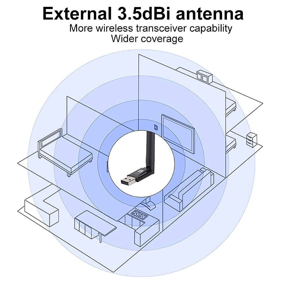 ASHATA Network Adapter, RTL8821CU 600M Drive Band PC LAN Card for USB Bluetooth Adapter