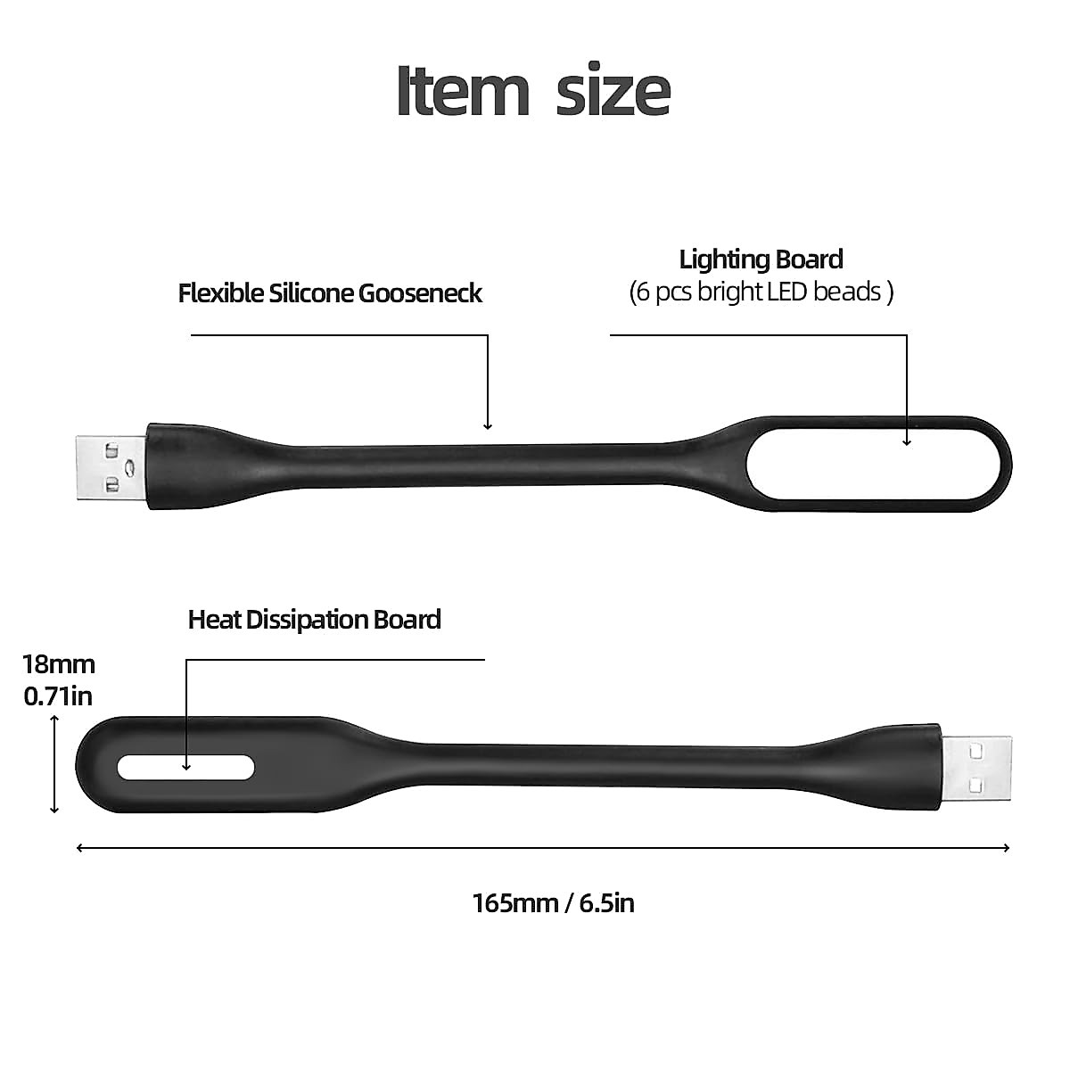 FINENIC USB LED Light Lamp for Power Bank (10 PCS) Portable Eye Care Mini Night Light with Flexible Arm, USB Gooseneck Reading Lamps Book Light,Compatible for Desktop, Notebook Laptop (10-Black)