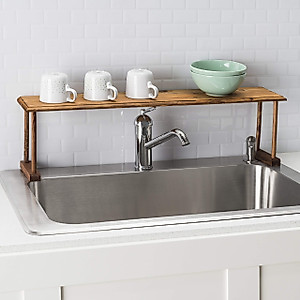Home Basics Pine Over-the-Sink Shelf, Storage Rack for Kitchen Accessories, Multi-purpose Shelf, Natural