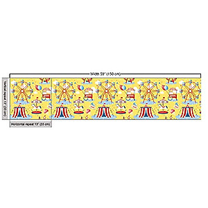 Ambesonne Circus Fabric by The Yard, Amusement Park Pattern with Ferris Wheel Popcorn Ice Cream Tent, Decorative Fabric for Upholstery and Home Accents, 1 Yard, Mustard Vermilion