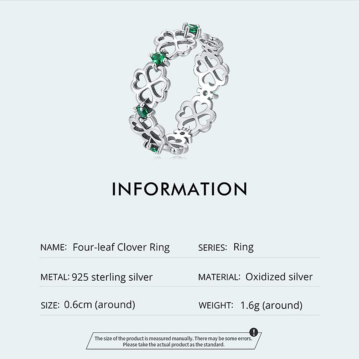 Teleye Four-leaf Clover Ring 925 Sterling Silver Ring for Women (7)