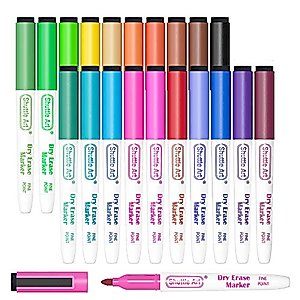 Shuttle Art Dry Erase Markers, 20 Colors Magnetic Whiteboard Markers with Erase, Fine Point Dry Erase Markers Perfect for Writing on Dry-Erase Whiteboard Mirror Glass for School Office Home