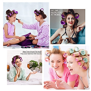 ROPIKIS Large Hair Rollers Set | Self-Grip Rollers for Volume and Blowout Look | Heatless Curlers for Medium to Long Hair, 31pcs 3 Sizes with Clips & Comb, Travel Pack