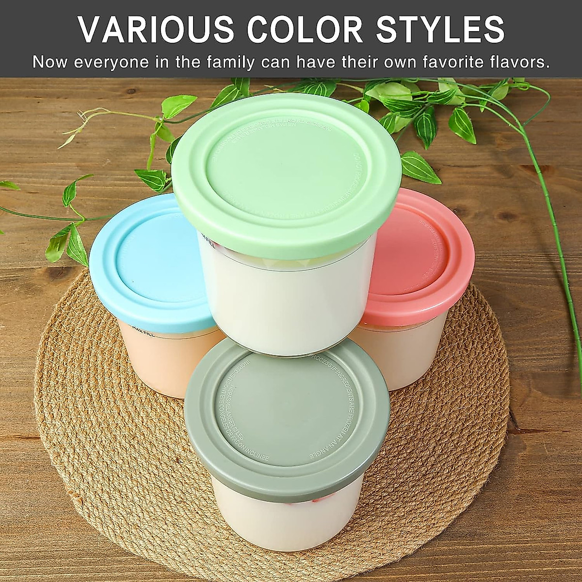 AMPtaan Creami Pints and Lids Compatible with NC301 NC300 NC299AMZ Series Ice Cream Maker - Dishwasher Safe