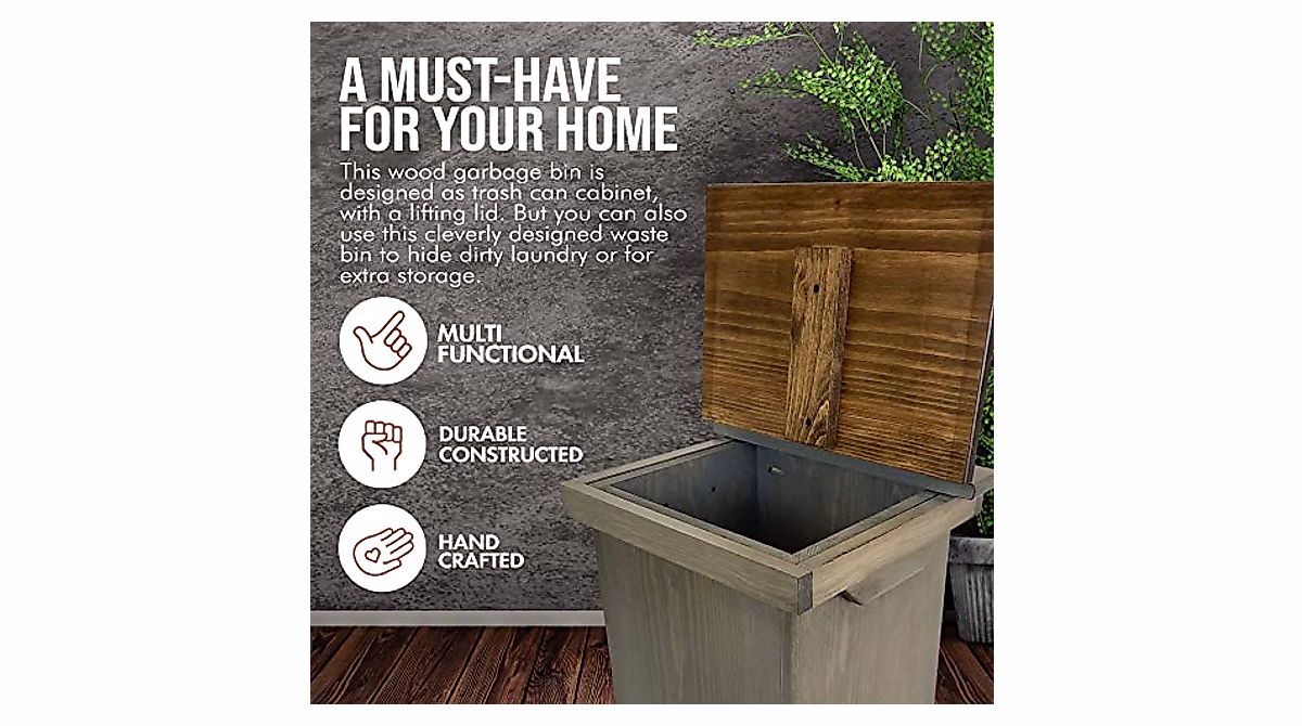 Stylish Wood Garbage Bin Cabinet | Hidden Kitchen Trash Can