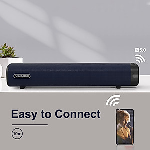 VILINICE 50W Sound Bar, 16-Inch Small Sound Bars for TV, 3 Equalizer Modes, Wireless Bluetooth 5.0, Optical/Aux/USB Connection, Mini Soundbar with Built-in DSP for TV, PC, Projectors, Tablets