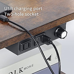 Pazarfami Floor Lamp with Table, Side Table with USB Charging Port and Outlet, Modern Bedside Nightstand End Table with Floor Light for Living Room, Bedroom, Guest Room, Bulb Included