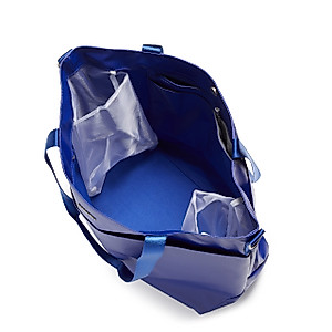 Baggallini Laminated Carryall Tote - Waterproof Beach Bag for Women - Travel Tote Bags with Scratch Resistant Pockets - Indigo Blue