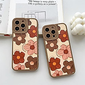 Lovely Flower Camera Side Frame Design Phone Case for iPhone 14 Pro Max Cover Fashion Leather Cute Silicone Protective Cases for Apple 14 Pro Max - Brown