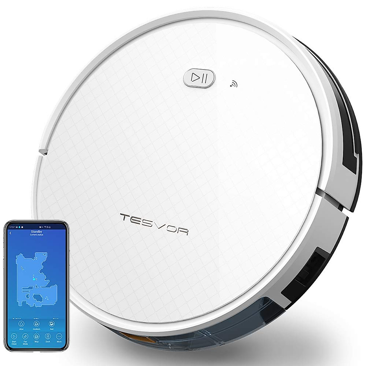 Tesvor Robot Vacuum Cleaner, Robotic Vacuum and Mop, 1800Pa Strong Suction, WiFi/App/Alexa, Quiet, Self-Charging Robotic Vacuum Cleaner