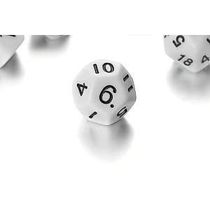 REINDEAR 7 Die Polyhedral Role Playing Game Dice Set with Treasure Chest Dice Container (White)