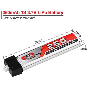 4pcs 250mAh 1S LiPo Battery 3.7V 30C Blade Inductrix Battery Micro JST 1.25 Connector for Kingkong Tiny 6 Tiny Whoop FPV Racing Drone