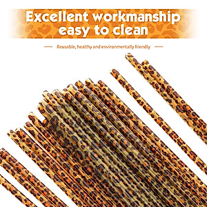 Leopard Print Plastic Straws Drinking Printed Animal Straws Safari Themed Plastic Straws and Cleaning Brush for Drinking Birthday Animal Birthday Party Favors Supplies (Classic Style, 27)