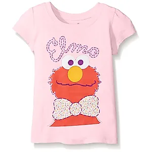 Sesame Street Little Girls' Toddler Short Sleeve T-Shirt, Light Pink, 4T