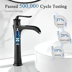 Farmhouse Waterfall Bathroom Faucet for Vessel Sink Single Hole Bowl Mixer Tap, MYHB Oil Rubbed Bronze SH8012H