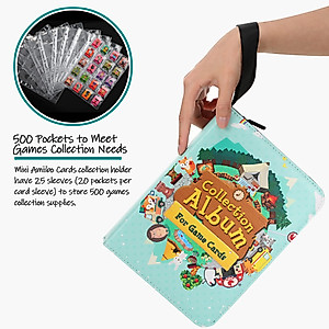 500+ Game Card Holder Compatible with Animal Crossing Mini Amiibo Cards, Cartridges Organizer Binder fit for Nintendo Switch PS Vita Games SD Memory Cards