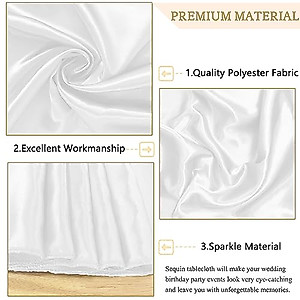 MODFUNS 2 Pack White Satin Party Tablecloth Rectangle 58x108 Inch Bright Silk Table Cloths Satin Table Covers Smooth Fabric Tablecloth Runner Vintage Overlay for Wedding Banquet Birthday Table