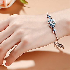 Jeulia Butterfly Round Cut Sterling Silver Bracelet for Women Teen Girls Bride Girlfriend Wife with Jewelry Box