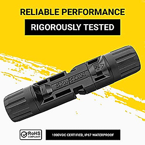 Spartan Power Solar Panel Connectors IP67 1000V 30A (Male & Female) for PV Solar Panels, 10 AWG - 14 AWG - Pack of 10