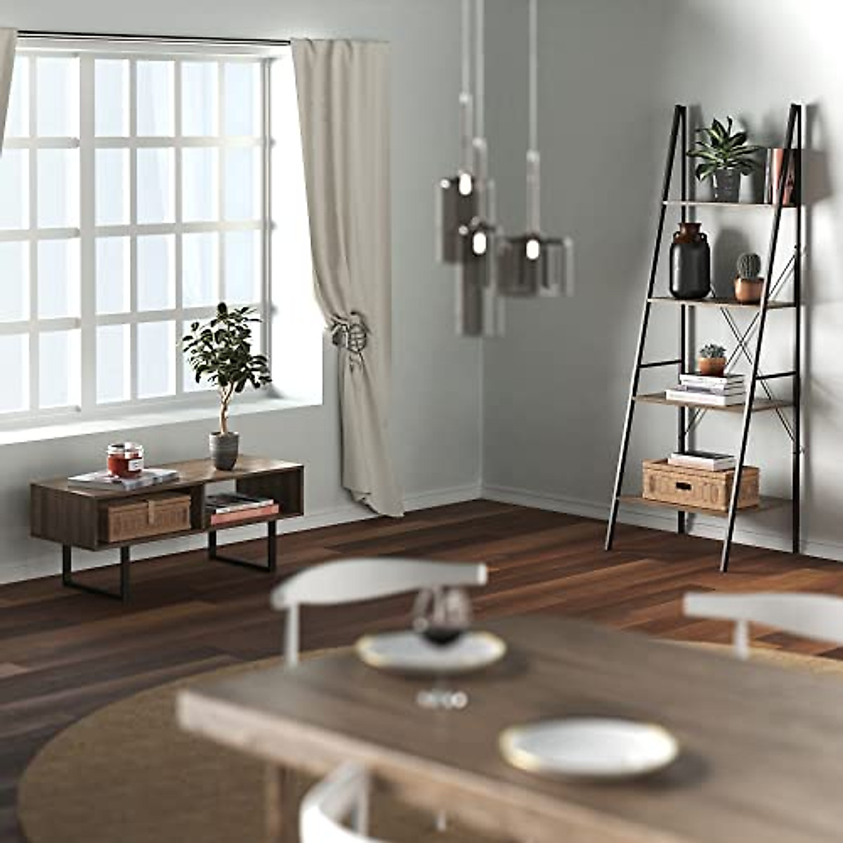 ClosetMaid 1316 4-Tier Wood Ladder Shelf Bookcase, Gray