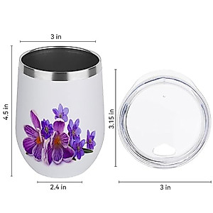 silichee 12 Oz Stainless Steel Wine Tumbler with Lid and on White Background Hepatica Liverleaf or Liverwort a Insulated Tumblers Vacuum Coffee Mugs for Hot and Cold Coffee,Wine,Drinks